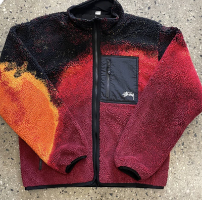 Pre-owned Stussy X Vintage Stüssy Reversible Sherpa Fleece Jacket Lava ...