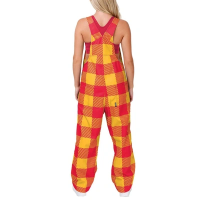 Foco Red Kansas City Chiefs Big Logo Plaid Overalls | ModeSens