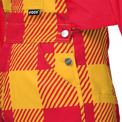 Foco Red Kansas City Chiefs Big Logo Plaid Overalls | ModeSens