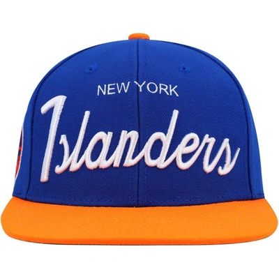 Mitchell & Ness Royal/orange New York Islanders Vintage Script Snapback ...