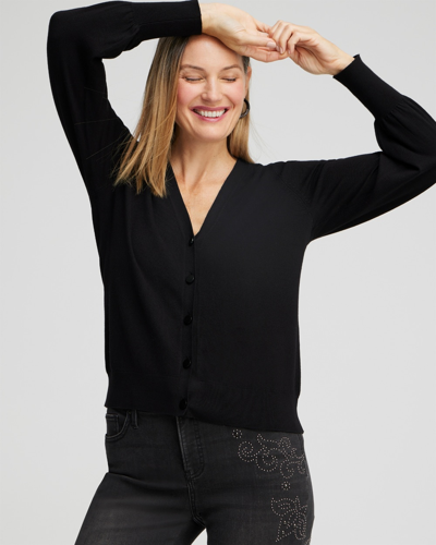 Chico's Button Front Cardigan Sweater In Black Size Medium | | ModeSens