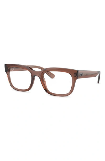 Ray Ban Chad 52mm Rectangular Optical Glasses In Transparent Brown ...