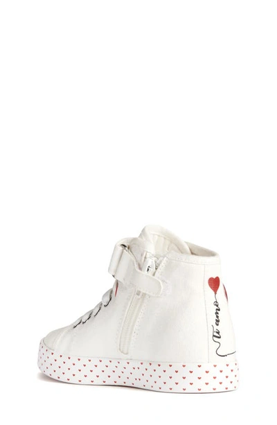 Geox Girl's Heart Balloon High-top Sneakers, Toddler/kids In White/ Red ...