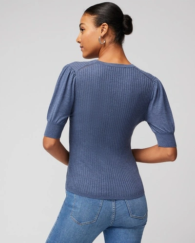 White House Black Market Elbow Sleeve Cashmere Blend Puff Henley ...