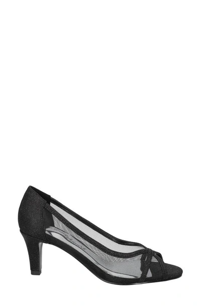 Easy Street Picaboo Peep Toe Pump In Black Glitter | ModeSens