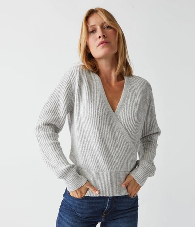 Michael Stars Laurel Surplice Sequin Sweater In Heather Grey | ModeSens