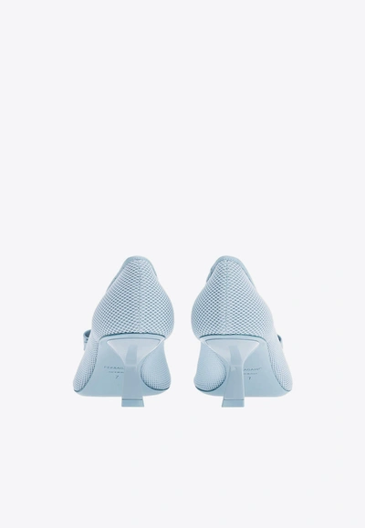 Ferragamo Anz 55 Vara Bow Mesh Pumps In Blue | ModeSens