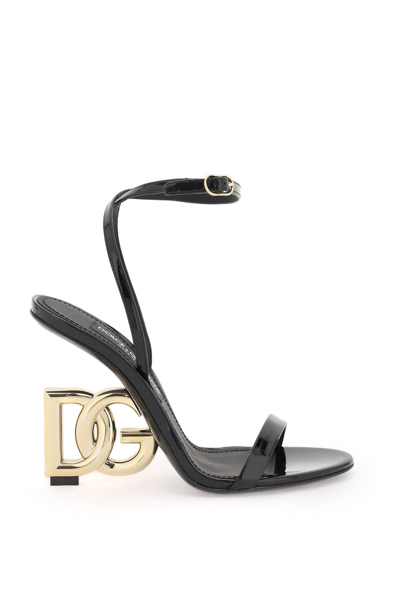 Dolce & Gabbana Dg Heel Leather Sandals In Black | ModeSens