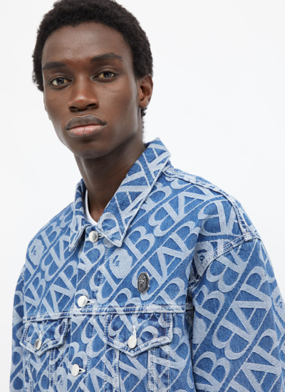 A Bathing Ape Monogram Metal One Point Bape Denim Jacket In Blue | ModeSens