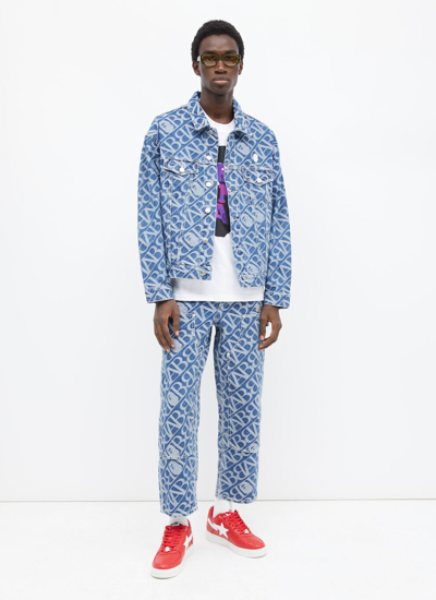 A Bathing Ape Monogram Metal One Point Bape Denim Jacket In Blue | ModeSens