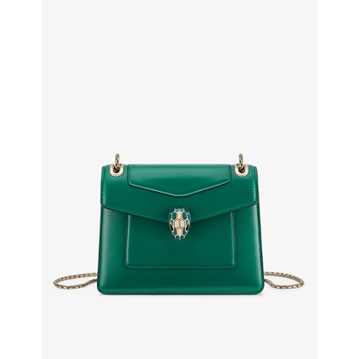 Bvlgari Serpenti Forever Top Handle Bag Leather Small In Green | ModeSens