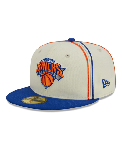 New Era Men's Cream, Blue New York Knicks Piping 2-tone 59fifty Fitted ...