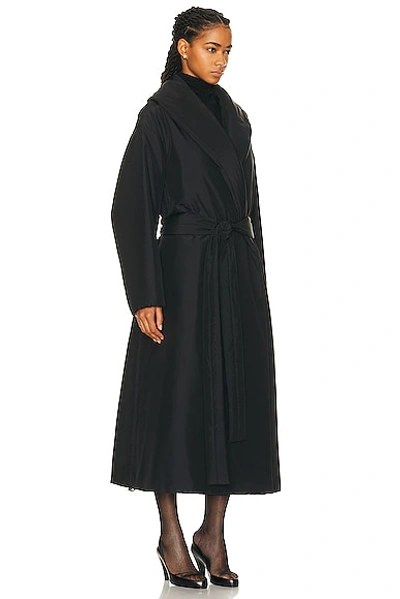 The Row Francine Padded Oversized Belted Shell Coat In Black | ModeSens