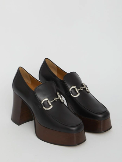 Gucci Horsebit Platform Loafers Female Black | ModeSens