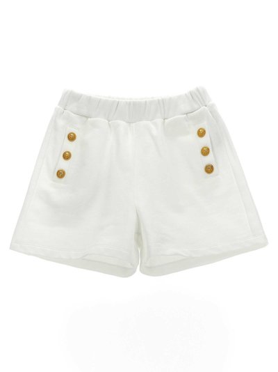 Balmain Kids' Logo Buttons Shorts In White | ModeSens