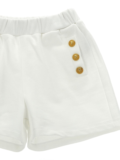 Balmain Kids' Logo Buttons Shorts In White | ModeSens