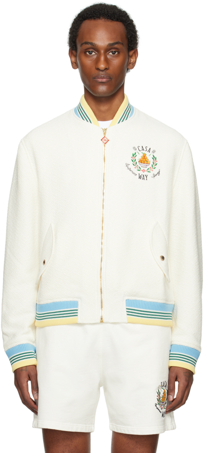 Casablanca Casa Way Viscose Blend Bomber Jacket In White | ModeSens