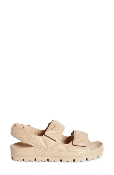 Prada Diagram Double Strap Slide Sandal In Beige | ModeSens
