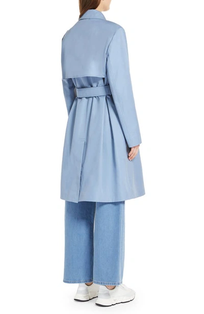 Max Mara Vanda Belted Rain Coat In Light Blue | ModeSens