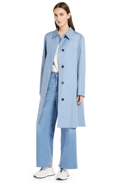 Max Mara Vanda Belted Rain Coat In Light Blue | ModeSens