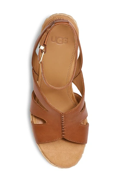 Ugg Careena Raffia Platform Wedge Sandal In Chestnut Leather | ModeSens