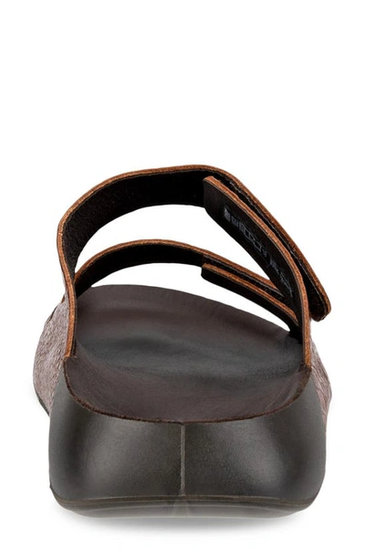 Ecco Cozmo Croc Embossed Slide Sandal In Cognac | ModeSens