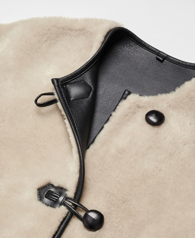 Mango Women's Fur-effect Appliques Coat In Ecru | ModeSens