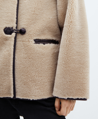 Mango Women's Fur-effect Appliques Coat In Ecru | ModeSens