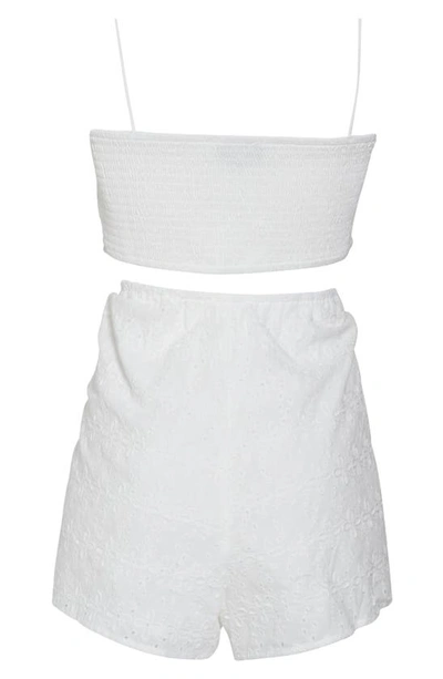 Vici Collection Sicily Smocked Cotton Eyelet Romper In White Modesens