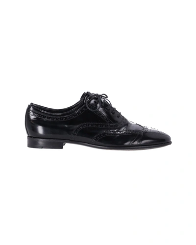 Prada Lace Up Brogues In Black Patent Leather | ModeSens