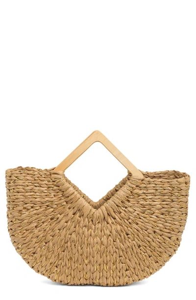Natasha Metallic Thread Woven Straw Satchel In Neutral | ModeSens