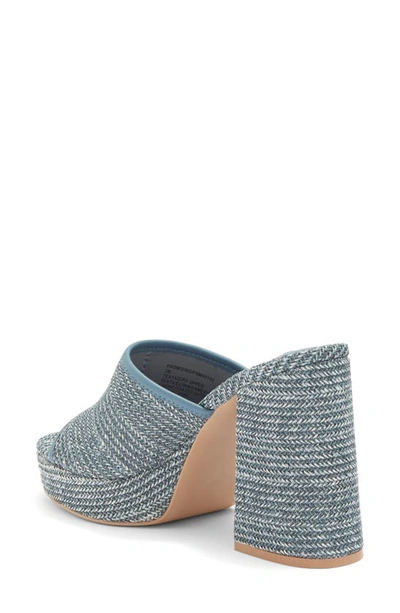 Steve Madden Promising Platform Heeled Mule In Blue Raffia | ModeSens