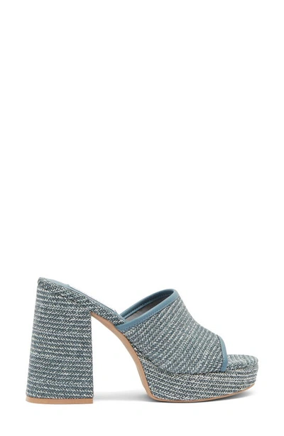 Steve Madden Promising Platform Heeled Mule In Blue Raffia | ModeSens