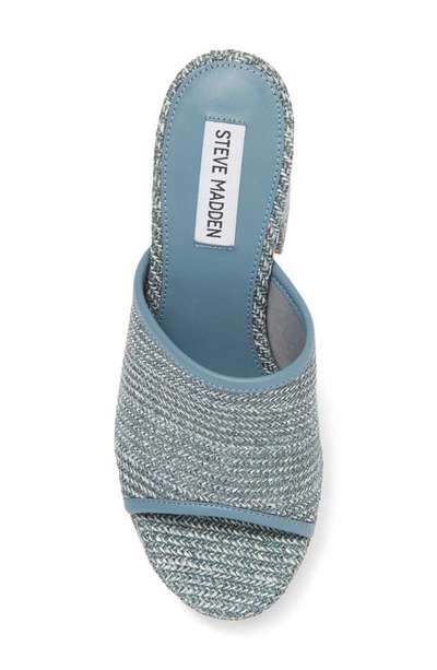 Steve Madden Promising Platform Heeled Mule In Blue Raffia | ModeSens