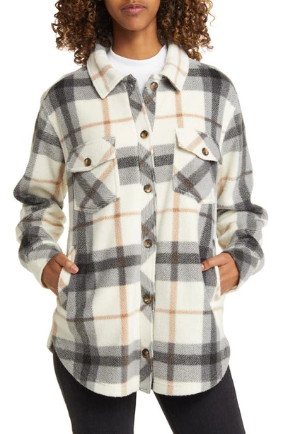 Thread & Supply Plaid Polar Fleece Shacket In Grey Taupe Plaid | ModeSens