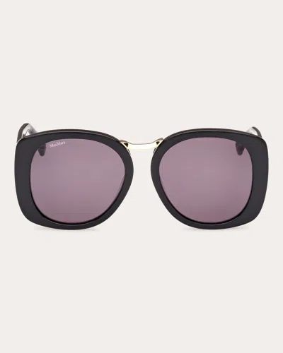 Max Mara Bridge Acetate Butterfly Sunglasses In Shiny Black/smoke | ModeSens