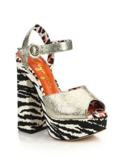 Charlotte Olympia Wild At Heart Metallic Leather Platform Sandals In ...