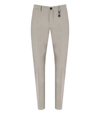 Manuel Ritz Beige Light Blue Striped Trousers | ModeSens