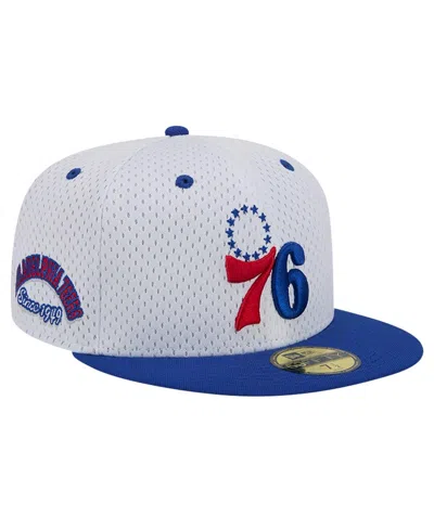 New Era Men's Cream, Royal Philadelphia 76ers Retro City Conference Side Patch 59fifty Fitted ...