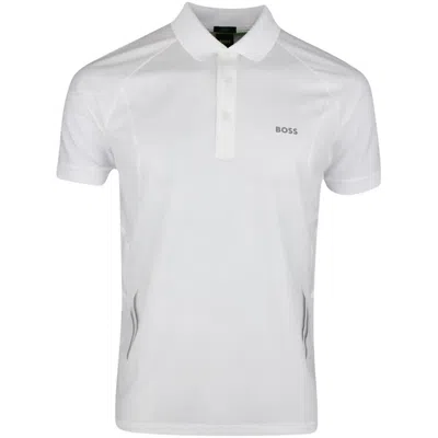 Hugo Boss Interlock-cotton Slim-fit Polo Shirt With Mesh Logo In White ...