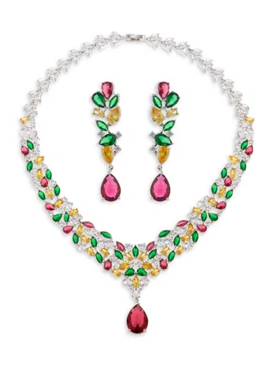 Eye Candy La Women's The Luxe Kate 2-piece Silvertone, Crystal Necklace ...