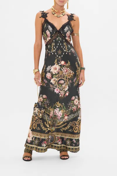 Camilla V Neck Full Length Bias Slip Dress Dynasty Daze | ModeSens