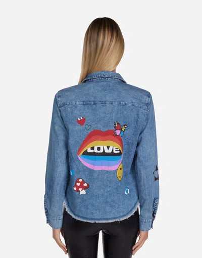 Lauren Moshi Saba Love Collage In Vintage Denim | ModeSens