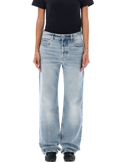 Saint Laurent Nico Denim Belt Loops Trousers In Benjamin Blue | ModeSens