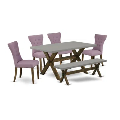 East West Furniture 6-pc Modern Dining Table Set-dahlia Linen Fabric ...
