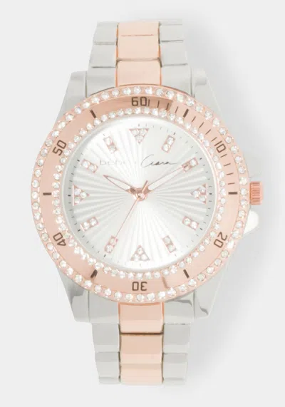 Bebe X Ciara Link Bracelet Crystal Sport Bezel Watch In Two-tone Silver ...