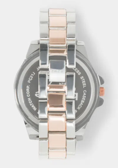 Bebe X Ciara Link Bracelet Crystal Sport Bezel Watch In Two-tone Silver ...