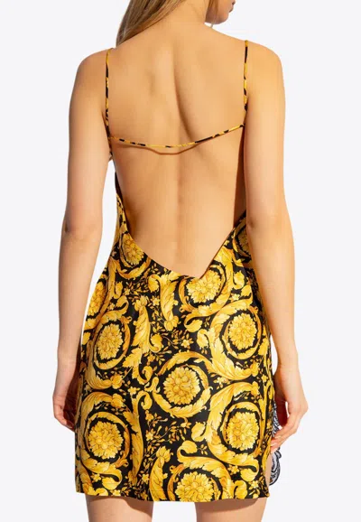Versace Barocco Print Silk Top In Yellow | ModeSens