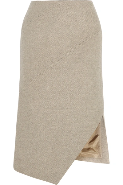 Carven Asymmetric Wool Gabardine Pencil Skirt Modesens