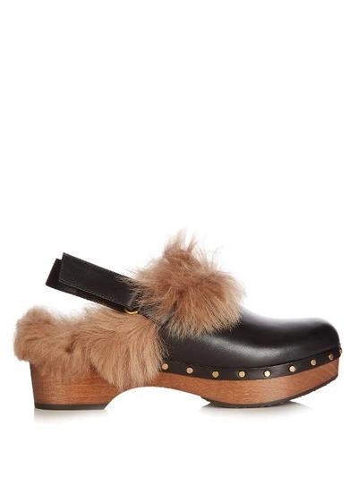 Gucci Black Amstel 55 Leather Fur Lined Clogs | ModeSens